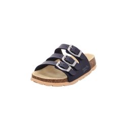 Hausschuh Superfit "FU&szlig;BETTPANTOLETTE, WMS: mittel", M&auml;dchen, Gr. 30, dunkelblau, Lederimitat, unifarben, Schuhe Hausschuh, Schlappen, Hausschuh mit allover Print, Gr&ouml;&szlig;enschablone zum Download
