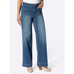 WITT Damen Jeans mit Steppn&auml;hten, kontrastfarben, blue-stone-washed, Gr&ouml;&szlig;e 20