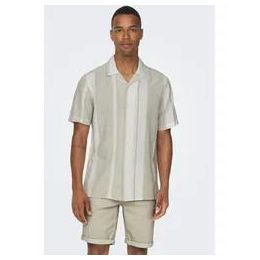 Only & Sons Kurzarmhemd ONLY & SONS "ONSCAIDEN SS STRIPE LINEN RESORT NOOS", Herren, Gr. S, N-Gr, gr&uuml;n (vintage khak), Web, Obermaterial: 55% Baumwolle, 45% Leinen, unifarben, Basic, regular fit, Hemden