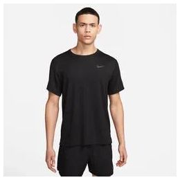Laufshirt Nike "M NK DF UV MILER SS", Herren, Gr. L, schwarz (schwarz, reflective silv), Obermaterial: 100% Polyester, normal, Shirts Laufshirt