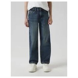 Straight-Jeans name it "NKMRYAN STRAIGHT JEANS 5950-DM NOOS", Jungen, Gr. 152, N-Gr, blau (dunkelblau denim), Denim/Jeans, Obermaterial: 100% Baumwolle, leichte Abriebeffekte, straight fit kn&ouml;chellang, Jeans Straight-Jeans
