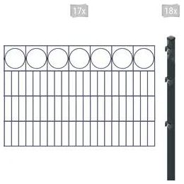 Doppelstabmattenzaun Arvotec "ESSENTIAL 80 zum Einbetonieren "Ring" mit Zierleiste", grau (anthrazit), H:80cm, Kunststoff, Stahl, Zaunelemente, Zaunh&ouml;he 80 cm, Zaunl&auml;nge 2 - 60 m
