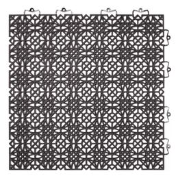Kunststoff-Fliesen ANDIAMO "Terra Sol, Terrassenfliesen, wetterfest, Made in Switzerland", schwarz, B:380mm L:380mm, Polypropylen (PP), Hartbodenbel&auml;ge, Klickfliesen, 38x38 cm, Balkon Bodenbelag, UV-best&auml;ndig
