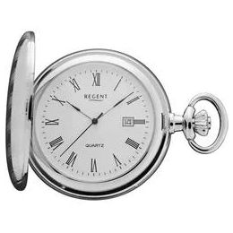 Regent Uhren Taschenuhr REGENT "P737-19527740", silber (edelstahlfarben), Taschenuhren, Damen, Taschenuhr, Quarzuhr, Herrenuhr, Datum, Acrylglas, Geschenkidee