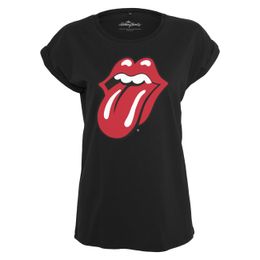 Kurzarmshirt Merchcode "Merchcode Damen Ladies Rolling Stones Tongue Tee", Damen, Gr. XS, schwarz, 100% Baumwolle, unifarben, normal, Rundhals, Shirts