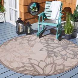 Teppich Sanat "Floral 2 Outdoor", beige (creme), H:6mm &Oslash;:200cm, Kunstfaser, Teppiche, Teppich, In- und Outdoor geeignet, florales Design, Balkon, Terasse