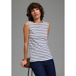 Tanktop Flashlights, Damen, Gr. 48/50, navy, gestreift, Jersey, Obermaterial: 100% Baumwolle, gestreift, Basic, figurbetont h&uuml;ftbedeckend, U-Boot-Ausschnitt, Tops Tanktop, mit U-Boot Ausschnitt