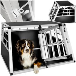 TecTake&reg; Hundetransportbox doppel, mit gerader R&uuml;ckwand, verschlie&szlig;bare Gittert&uuml;r, mit sch&uuml;tzenden Kunststoffecken