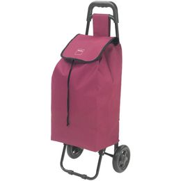 Einkaufstrolley Metaltex "Daphne", rot (bordeaux), B:36cm H:88cm T:6,5cm, Kunststoff, Einkaufsk&ouml;rbe, r&uuml;ckseitiges Fach mit Rei&szlig;verschluss und Seitentasche f&uuml;r Regenschirm