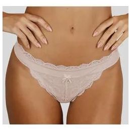 String Lascana "Premium Dessous", Damen, Gr. 36/38, rosa (rose), Spitze, Obermaterial: 90% Polyamid, 10% Elasthan, figurbetont, Unterhosen String, aus zarter Spitze mit feiner Zierschleife und Accessoire