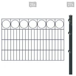 Doppelstabmattenzaun Arvotec "ESSENTIAL 80 zum Einbetonieren "Ring" mit Zierleiste", grau (anthrazit), H:80cm, Kunststoff, Stahl, Zaunelemente, Zaunh&ouml;he 80 cm, Zaunl&auml;nge 2 - 60 m
