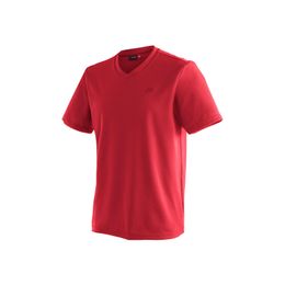 T-Shirt Maier Sports "Wali", Herren, Gr. M, rot, 100% Polyester, Rundhals, Shirts T-Shirt, Herren Kurzarmshirt, leichtes Sommer Funktionsshirt, V-Ausschnitt