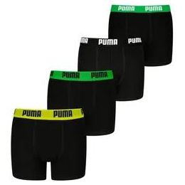 Boxershorts Puma "Boxershort Everyday Basic Boxers ECOM 4P 4er Pack", Jungen, Gr. 122-128, schwarz (schwarz, gr&uuml;n), Obermaterial: 95% Baumwolle CO. 5% Elasthan EL., Unterhosen