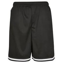 Shorts Urban Classics "Urban Classics Herren Premium Stripes Mesh Shorts", Herren, Gr. M, US-Gr&ouml;&szlig;en, schwarz, 100% Polyester, gestreift, loose fit, Hosen Shorts