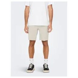 Only & Sons Chinoshorts ONLY & SONS "ONSMARK 0011 COTTON LINEN SHORTS NOOS", Damen, Gr. XL, N-Gr, beige (silber lining), Web, Obermaterial: 73% Baumwolle, 25% Leinen, 2% Elasthan, unifarben, regular fit kniefrei, Hosen Chinoshorts