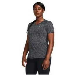 Trainingsshirt Under Armour "TECH SSV- TWIST", Damen, Gr. S, schwarz, Obermaterial: 100% Polyester, normal, V-Ausschnitt, Shirts, Kurzarm, atmungsaktiv, schnell trocknend, mit V-Ausschnitt