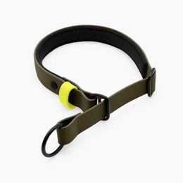 THE DOG IDEA Zugstopp Halsband Khaki neon gelb L