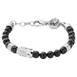 Armband Diesel "Schmuck Edelstahl Armschmuck Beadarmband", schwarz (edelstahlfarben, schwarz), Armb&auml;nder, Damen, 20cm, Edelstahl, Armband, mit Achat
