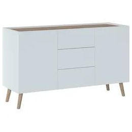 Sideboard Home Affaire "Scandi", wei&szlig; alpin, jackson hickory, B:119,8cm H:71,8cm T:41,8cm, Holzwerkstoff, Sideboards, Sideboard, Breite 120 cm