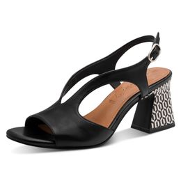 Sandalette Tamaris, Damen, Gr. 36, schwarz, Glattleder, unifarben, Schuhe Sandalette, Partyschuh, Businessschuh mit raffinierter Absatzgestaltung