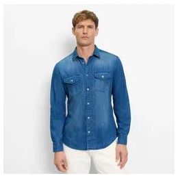 Jeanshemd OLYMP "Casual", Herren, Gr. L, N-Gr, n&uuml;rnbergerblau, Denim/Jeans, Obermaterial: 100% Baumwolle, unifarben, regular fit h&uuml;ftbedeckend, Rundhals, 1-Knopf-Manschette mit Schlitz,verstellbar, Hemden Jeanshemd, im Denim-Look, Kentkragen