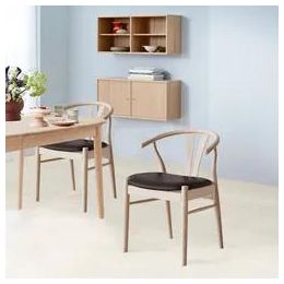 Stuhl HAMMEL FURNITURE "Frida, Massivholz mit gepolsterter Sitzfl&auml;che - hoher Komfort", wei&szlig; (, wei&szlig; ge&ouml;lt, wei&szlig; ge&ouml;lt, schwarz), B:53cm H:75cm T:54cm, Leder, Massivholz, St&uuml;hle, Stuhl, Massivholz, gepolsterte Sitzfl&auml;che, versch. Farbvarianten