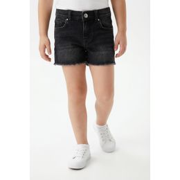 Jeansshorts KIDS Only "KOGROBYN EX VINT DNM SHORTS AZG529 NOOS", M&auml;dchen, Gr. 116, N-Gr, schwarz (washed schwarz), Denim/Jeans, Obermaterial: 99% Baumwolle, 1% Elasthan, unifarben, regular fit ca. Mitte Oberschenkel, Jeans Jeansshorts