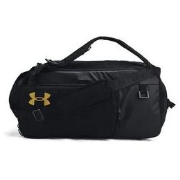 Sporttasche Under Armour "UA CONTAIN DUO MD BP DUFFLE", schwarz,, metallic gold, Obermaterial: 100% Polyester, Taschen Sporttasche, sportlicher Stil, zum Training und auf Reisen, mit Laptop-Fach