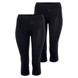 H.I.S. Caprileggings H.I.S, Damen, Gr. 48, N-Gr, schwarz, Single Jersey, Obermaterial: 95% Baumwolle, 5% Elasthan, unifarben, Basic, schmal, Hosen, Angenehmer Baumwollmix im praktischen 2er-Pack in 3/4-L&auml;nge