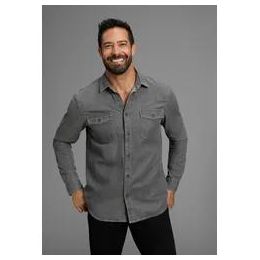 Jeanshemd Arizona, Herren, Gr. 45/46 (XXL), N-Gr, grau, Jeans, Obermaterial: 100% Baumwolle, Basic, normal, mit Kn&ouml;pfen, Hemden Jeanshemd, Western Stil