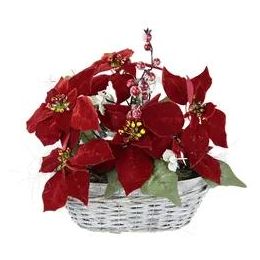Kunstblume I.GE.A. "Arrangement", rot, B:32cm H:30cm L:20cm, Kunstpflanzen, Poinsettia Beeren im Korb