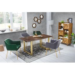 Esstisch Sit "Tops&Tables", braun (nussbaumfarbig, messingfarbig, messingfarbig, braun), B:160cm H:77cm T:85cm, Tische, Esstisch, mit elegantem goldfarbenem Gestell