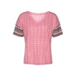 VIVANCE by LASCANA Pajama Shirt 'Dreams' female size XS Raspberry / Black / White