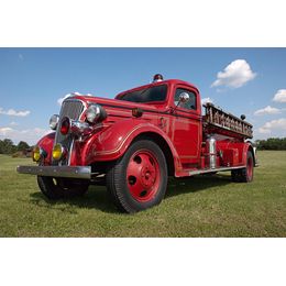 Fototapete papermoon "Vintage Feuerwehrauto", bunt, B:3m L:2,2m, Vlies, Tapeten