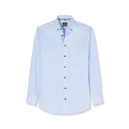 Businesshemd OLYMP "OLYMP Luxor, modern fit, Button-down", Herren, Gr. 38, Normaler Arm, bleu, 100% Baumwolle, Hemden