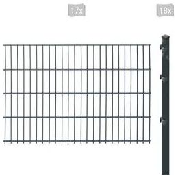 Doppelstabmattenzaun Arvotec "ESSENTIAL 83 zum Einbetonieren", grau (anthrazit), H:83cm, Kunststoff, Stahl, Zaunelemente, Zaunh&ouml;he 83 cm, Zaunl&auml;nge 2 - 60 m