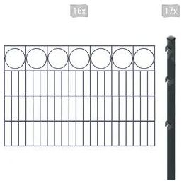 Doppelstabmattenzaun Arvotec "ESSENTIAL 80 zum Einbetonieren "Ring" mit Zierleiste", grau (anthrazit), H:80cm, Kunststoff, Stahl, Zaunelemente, Zaunh&ouml;he 80 cm, Zaunl&auml;nge 2 - 60 m