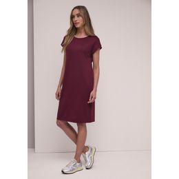 Jerseykleid Street One, Damen, Gr. 46, EURO-Gr&ouml;&szlig;en, truffle rot, Jersey, 73% Viskose, 24% Polyester, 3% Elasthan, unifarben, normal normal, Rundhals, B&uuml;ndchen, Kleider Jerseykleid, knielang