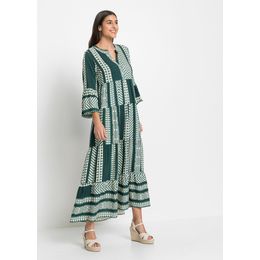 bonprix Maxikleid aus flie&szlig;ender Viskose, petrol, Gr.42, Modernes langes Kleid mit sch&ouml;nem Druck, aus Viskose
