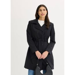 bonprix Trenchcoat aus Baumwolle, schwarz, Gr.46, Charmanter Trenchcoat mit doppelreihiger Knopfleiste und Bindeg&uuml;rtel., 97% Baumwolle