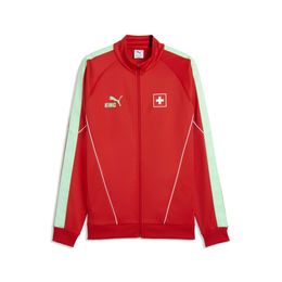 Sweatjacke Puma "Schweiz KING Anthem Jacke Herren", Herren, Gr. L, rot gr&uuml;n glimmer, Obermaterial: 37% Baumwolle, 63% Polyester. Taschenfutter: 100% Polyester. Rippe: 93% Polyester, 7% Elasthan. Besatz: 100% Polyester, Sweatjacken Sweatjacke