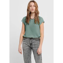 Kurzarmbluse Only "ONLVIC &ndash; feminines Blusenshirt in lockerer Form", Damen, Gr. 34, gr&uuml;n (jadeite), Web, Obermaterial: 97% Polyester, 3% Elasthan, unifarben, regular fit Po-bedeckend, Rundhals, Blusen, Materialmix, regular fit