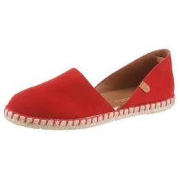 Espadrille VERBENAS "CARMEN SERRAJE", Damen, Gr. 36, rot, Veloursleder, Schuhe Espadrille, Schlupfschuh, Sommerschuh, Loafer mit typischem Jute-Rahmen