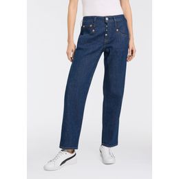 Boyfriend-Jeans Herrlicher "Shyra Tap Denim", Damen, Gr. 29, N-Gr, blau (raw), Denim/Jeans, Obermaterial: 48% Baumwolle, 21% Polyester, 20% Viskose, 10% Acetat, 1% sonstige Fasern, Jeans