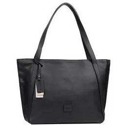 Shopper Gabor "Elfie", Damen, Gr. B/H/T: 44cm x 28cm x 11cm, schwarz, Polyurethan, clean, gepflegt, unifarben, Taschen Shopper, aus fein genarbtem, glattem Kunstleder und mit einem Logo Rubber Patch