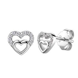 Paar Ohrstecker Firetti "Schmuck Geschenk Silber 925 Ohrschmuck Ohrringe Herz", silberfarben, kristallwei&szlig;, kristallwei&szlig;, Ohrringe, M&auml;dchen, Silber 925 (Sterlingsilber), mit Zirkonia (synth.)