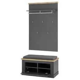 Garderoben-Set OTTO HOME "WESTMINSTER", grau (dunkelgrau, wotan eiche), B:92cm H:200cm T:45cm, Kastenm&ouml;bel-Sets, im romantischen Landhausstil