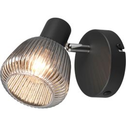 Trio LEUCHTEN Deckenstrahler "TARIFA, Spot 1-flammig, Deckenspot oder Wandspot, exkl 1xE14 max 10W", schwarz (schwarz matt), 1, &Oslash; 10cm H: 17,5cm, 1 Stk., Leuchten, E14 Spot mit Glasschirm in Riffeloptik Lichteffekte, &Oslash; 10cm H&ouml;he 17 cm, Deckenstrahler