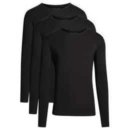 T-Shirt "3P LS Tee", Herren, Gr. L (52), schwarz (schwarz, schwarz, schwarz), Single Jersey, Obermaterial: 95% Baumwolle, 5% Elasthan, Tommy Hilfiger UNDERWEAR, unifarben, Basic, Basic h&uuml;ftlang, Rundhals, Shirts T-Shirt, mit Markenlabel