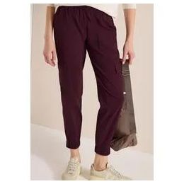 Cargohose Cecil, Damen, Gr. 3XL, L&auml;nge 28, grape rot, Web, 66% Baumwolle, 30% Polyester, 4% Elasthan, unifarben, loose fit kn&ouml;chelfrei, Hosen Cargohose, im Loose Fit